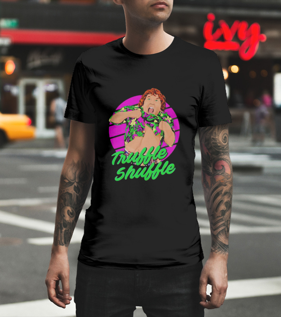 Truffle Shuffle 80s Retro Style With Hawaiian Shirt And Neon Colors T-Shirt