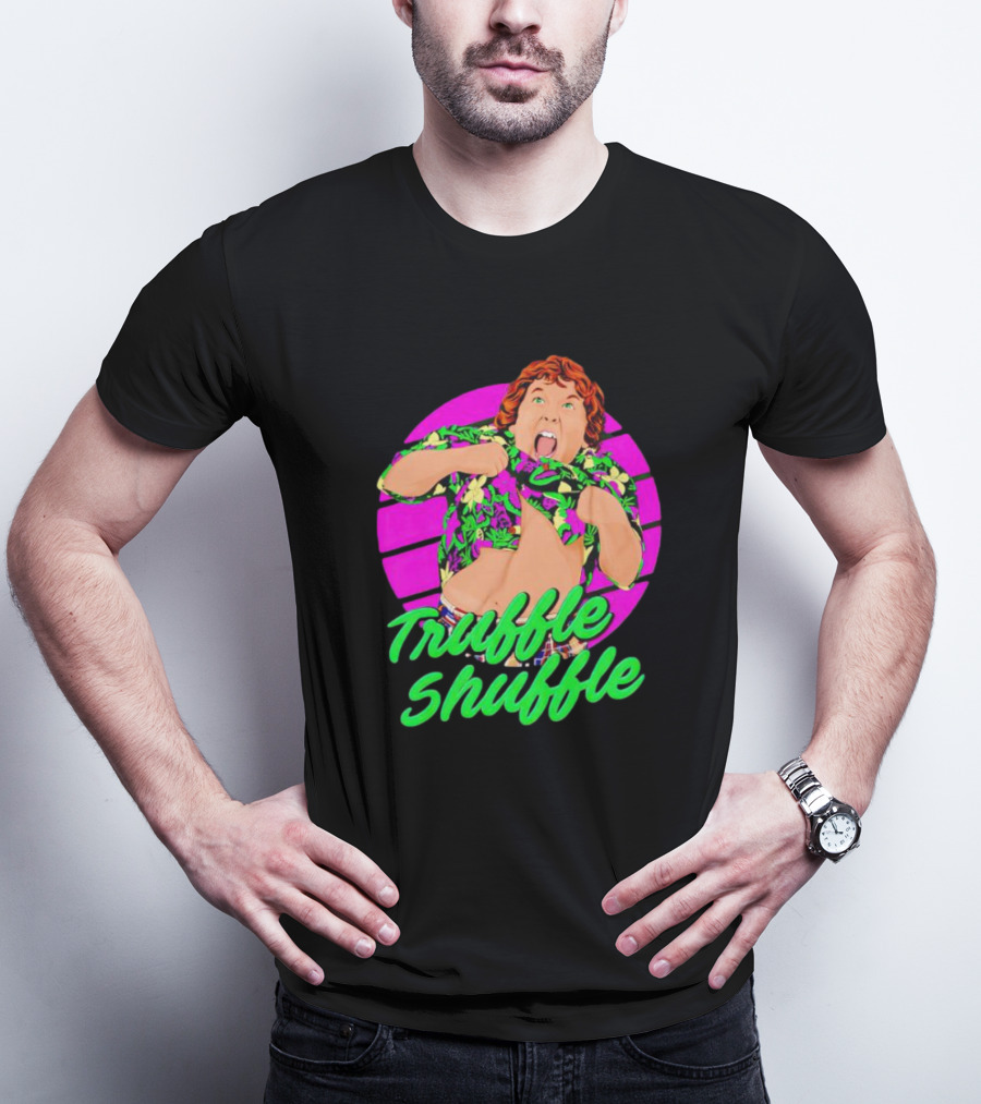 Truffle Shuffle 80s Retro Style With Hawaiian Shirt And Neon Colors T-Shirt