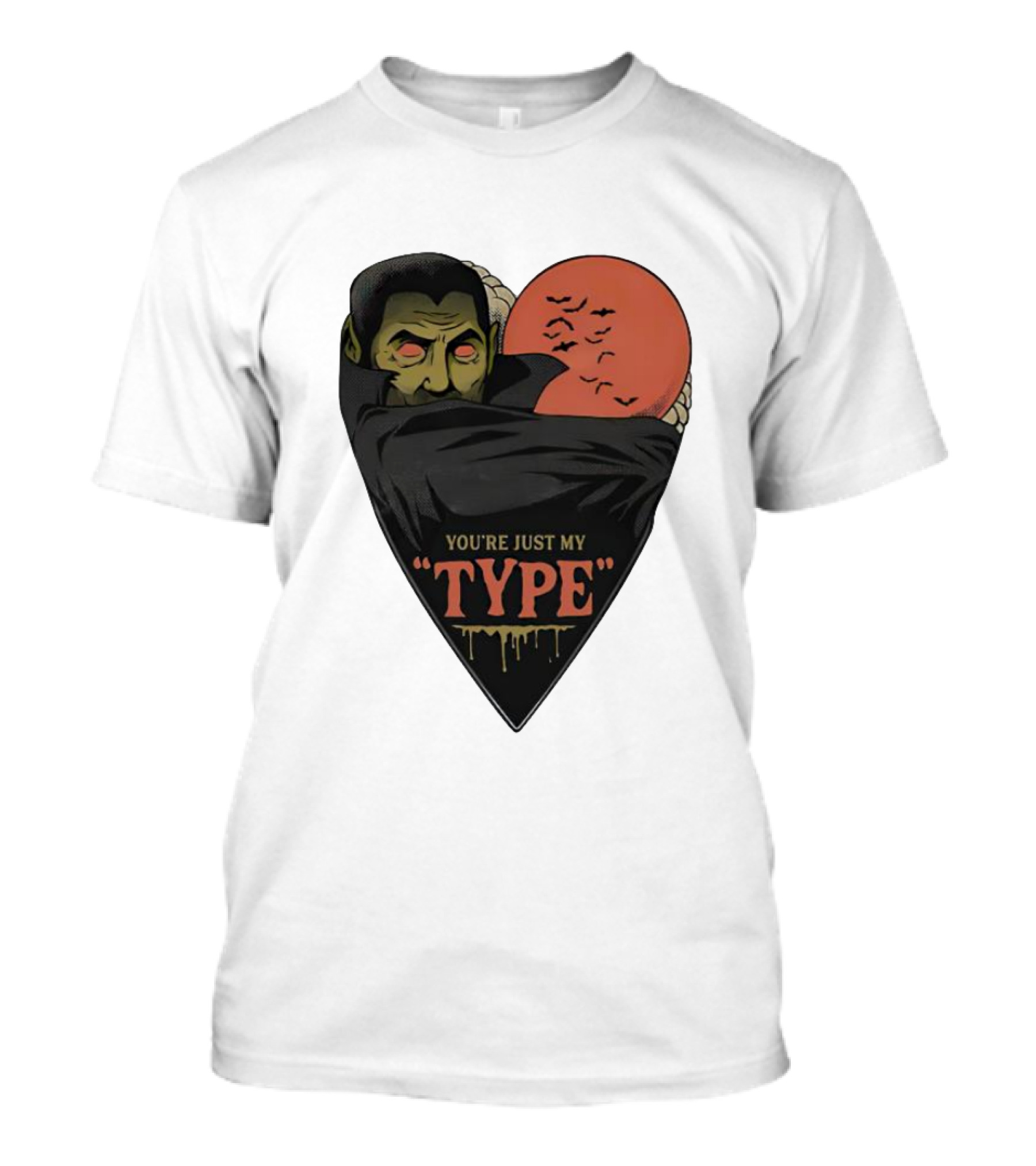 You’re Just My Type Horror Halloween Vampire With Red Moon And Bats T-Shirt