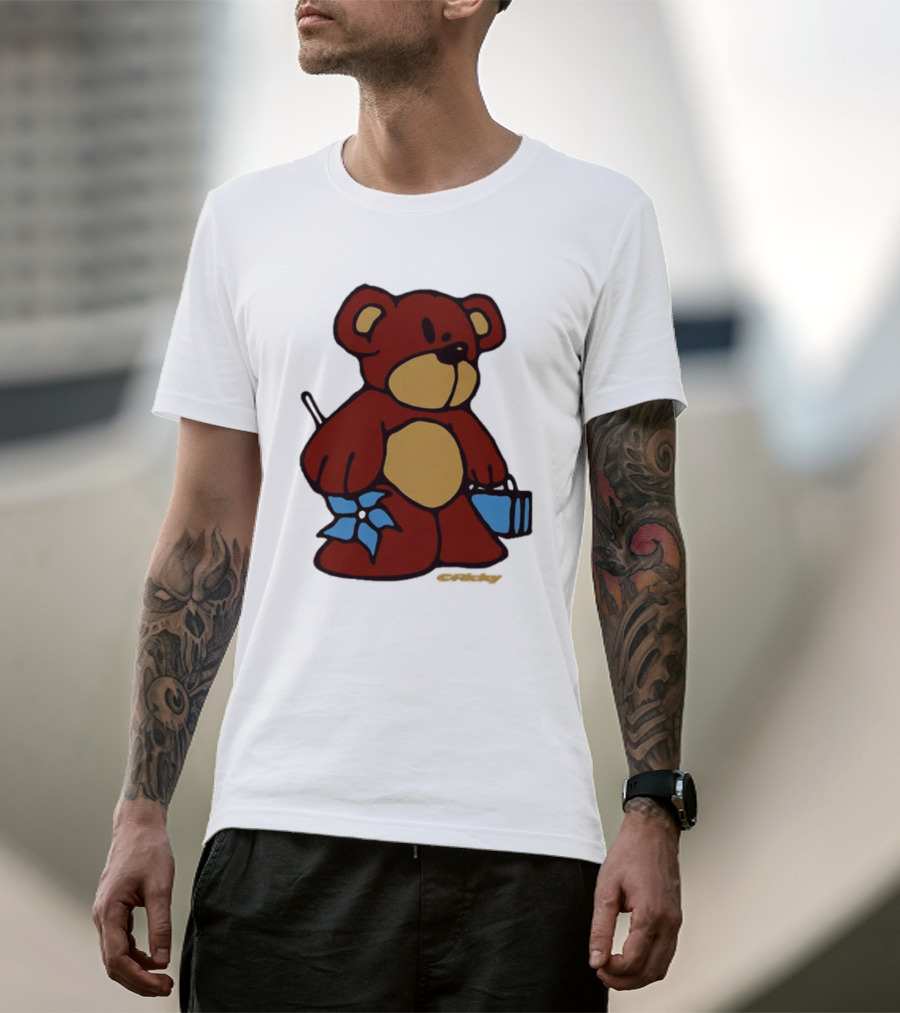 Ricky Montgomery Teddy Bear With Blue Flower And Suitcase T-Shirt