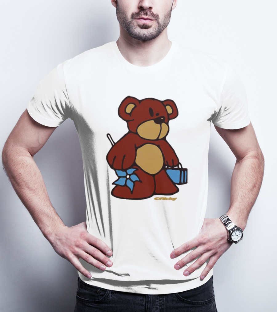 Ricky Montgomery Teddy Bear With Blue Flower And Suitcase T-Shirt