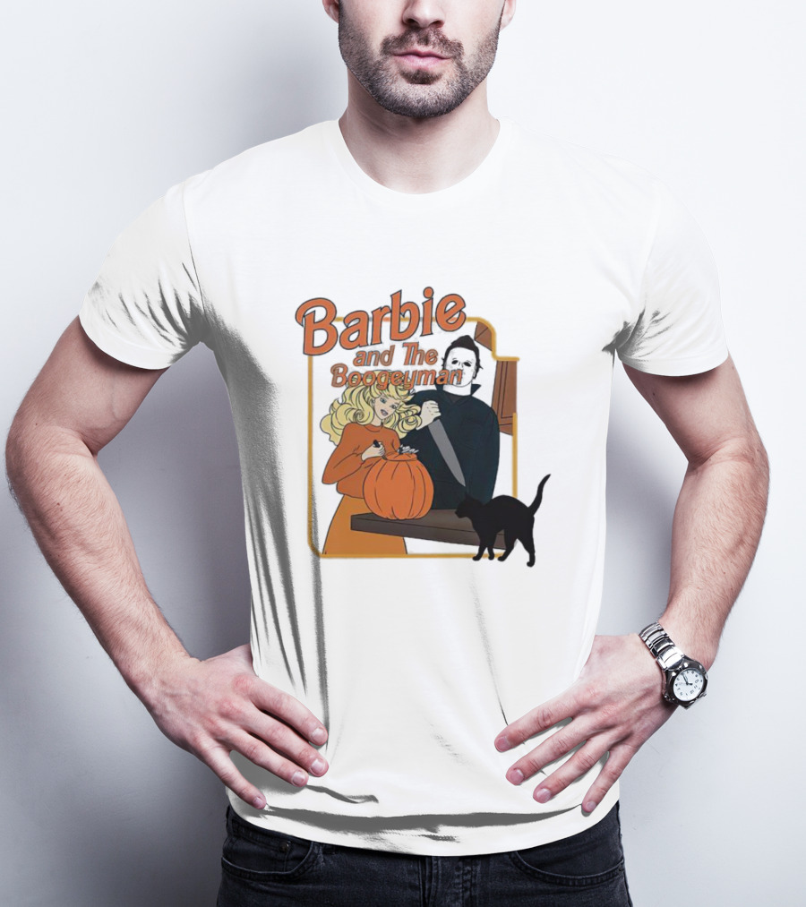 Barbie And The Boogeyman Halloween Pumpkin Cat Scene T-Shirt