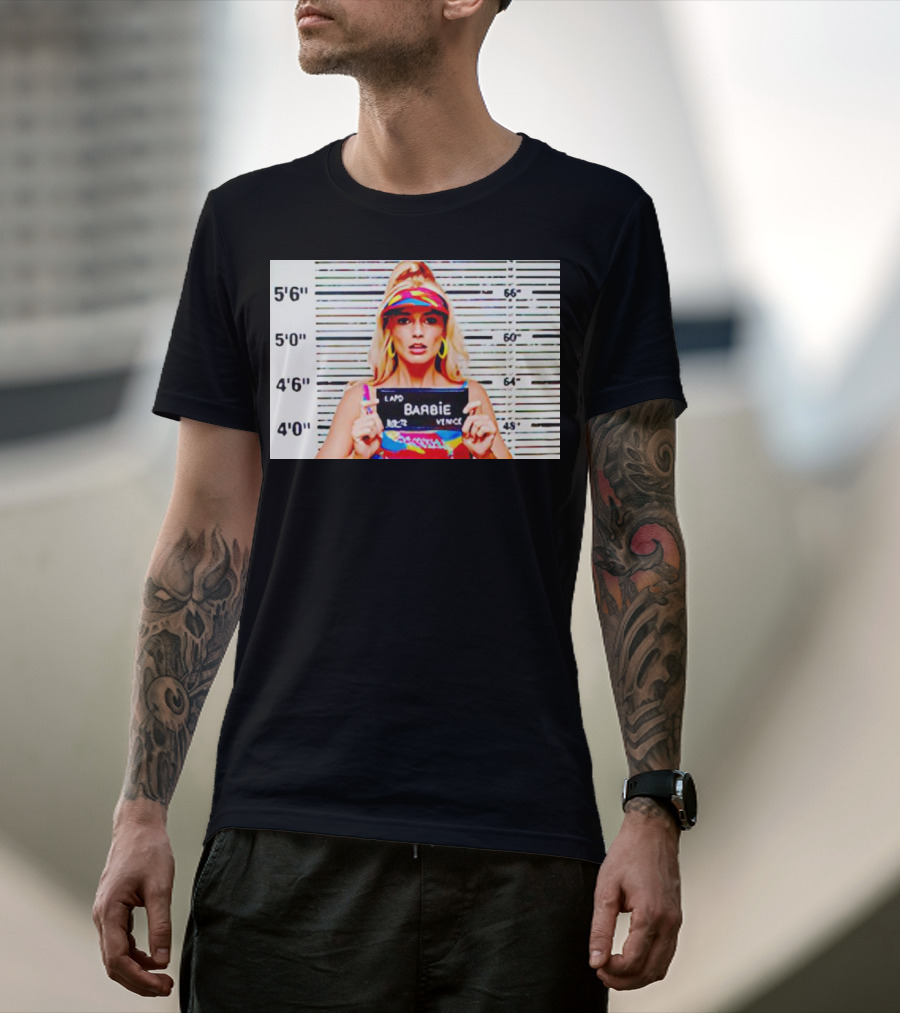 LAPD Barbie Mugshot Colorful T-Shirt