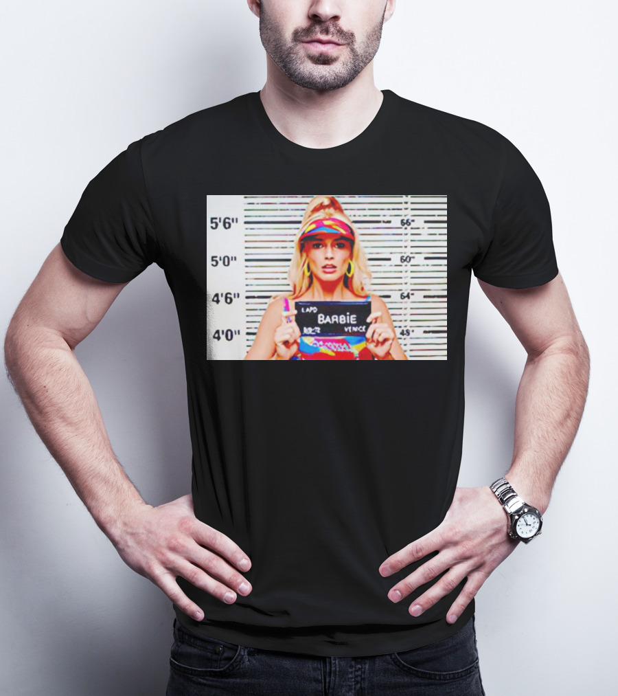 LAPD Barbie Mugshot Colorful T-Shirt