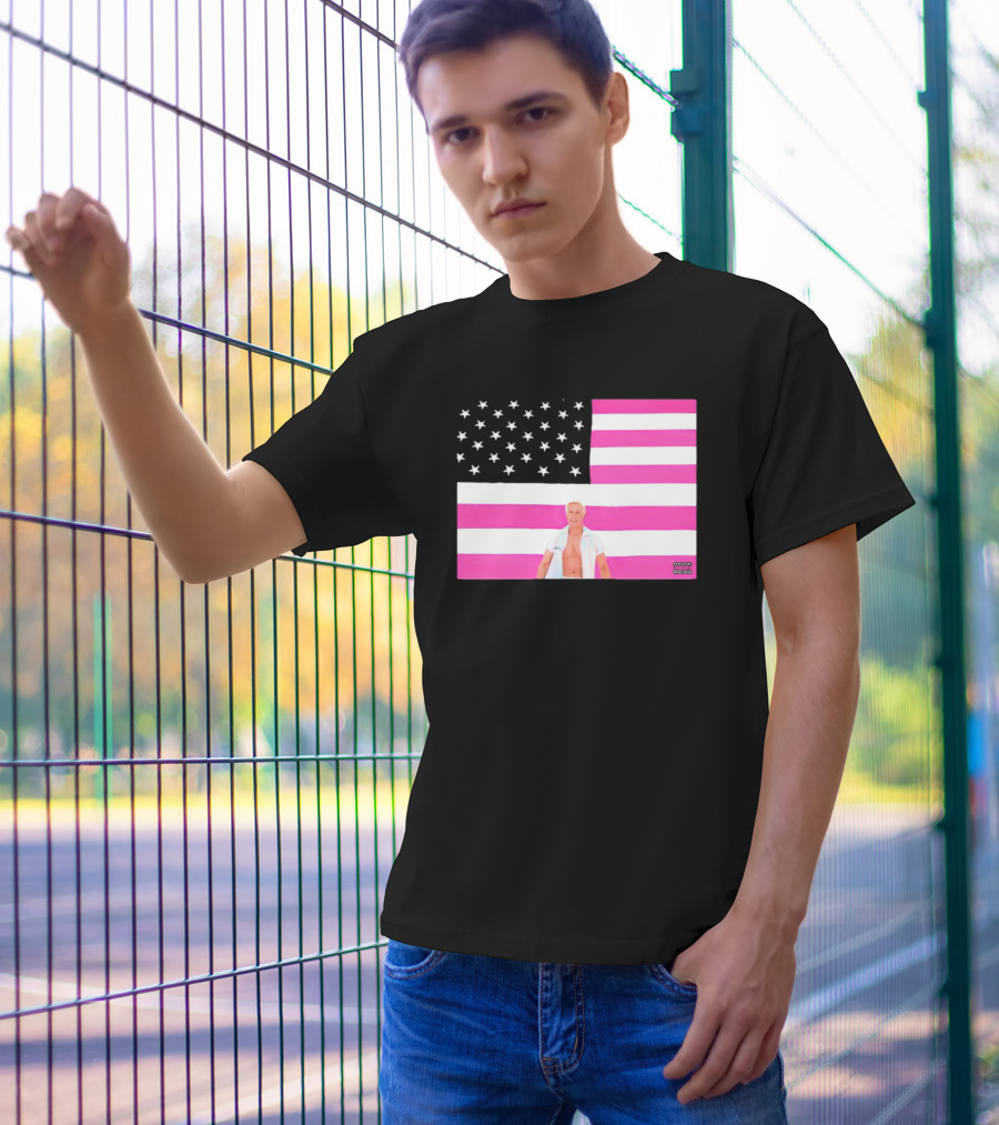 American Flag Barbie Ken Pink T-Shirt