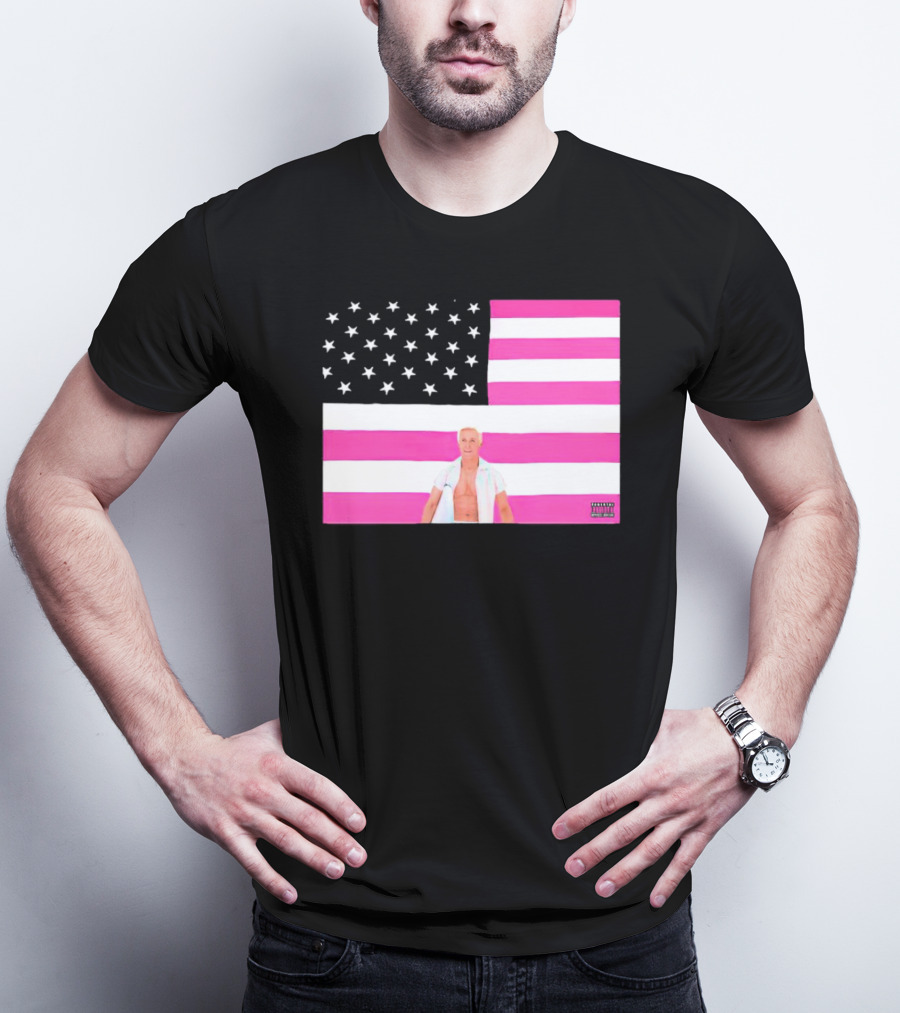 American Flag Barbie Ken Pink T-Shirt