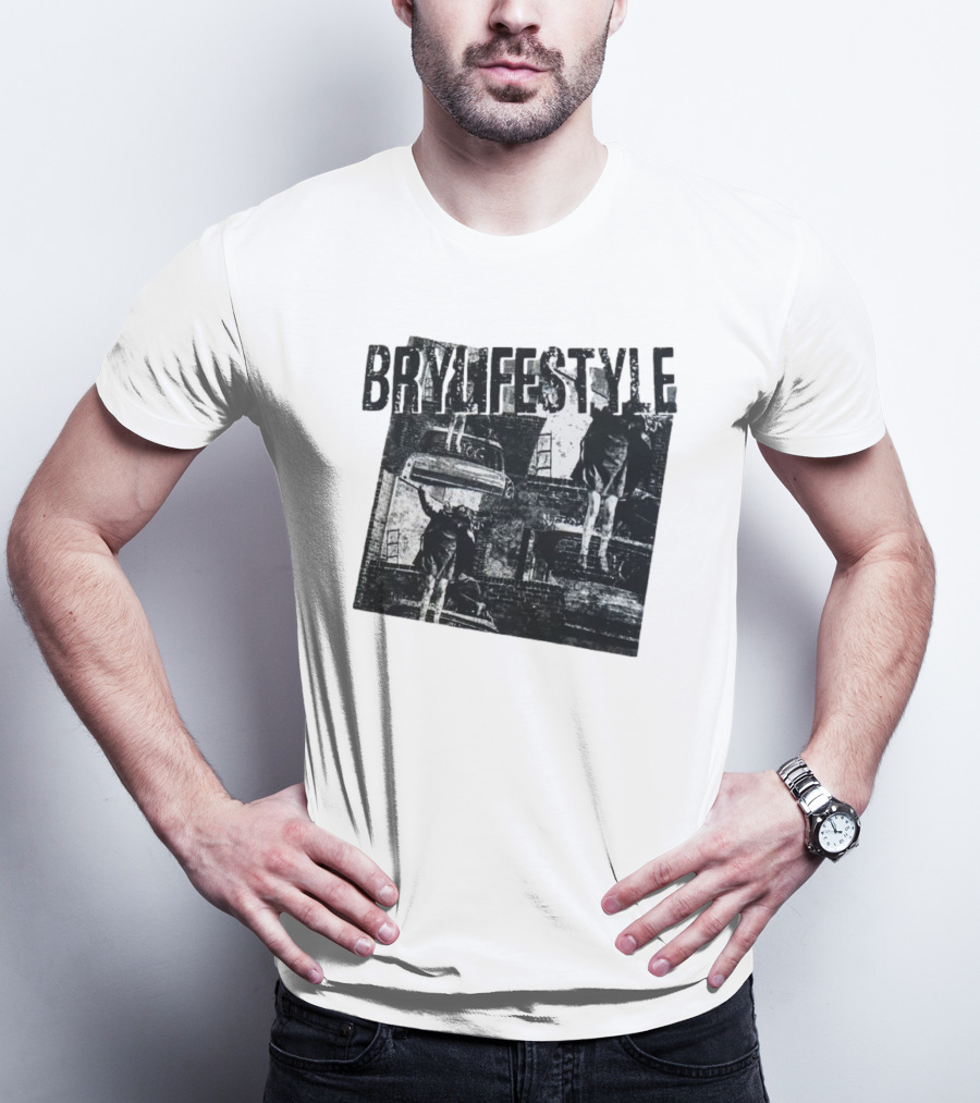 BRYLIFESTYLE Causing A Disturbance With Retro Car And Levitating Figures T-Shirt