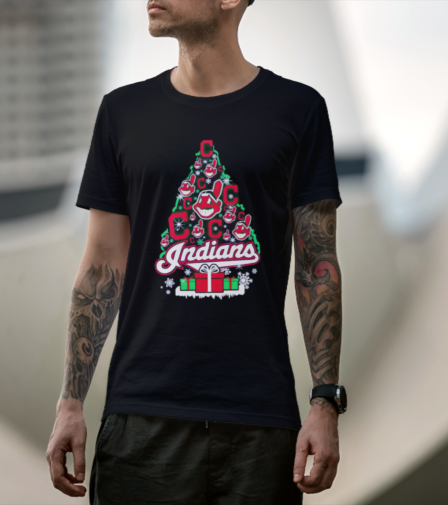 Cleveland Indians Christmas Tree Holiday T-Shirt