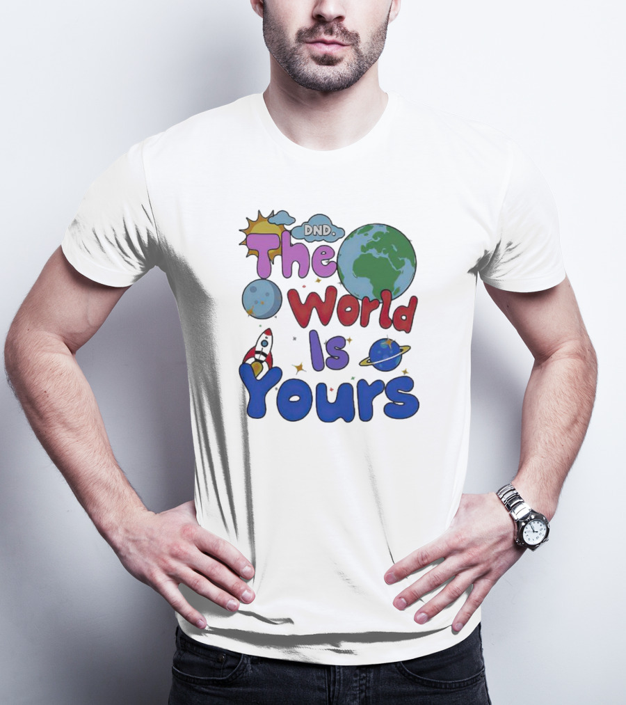 Dnd The World Is Yours Earth Moon Rocket Saturn T-Shirt