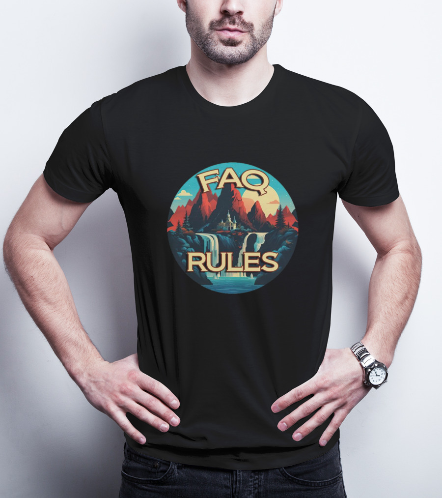 FAQ Rules Mountain Waterfall Landscape T-Shirt