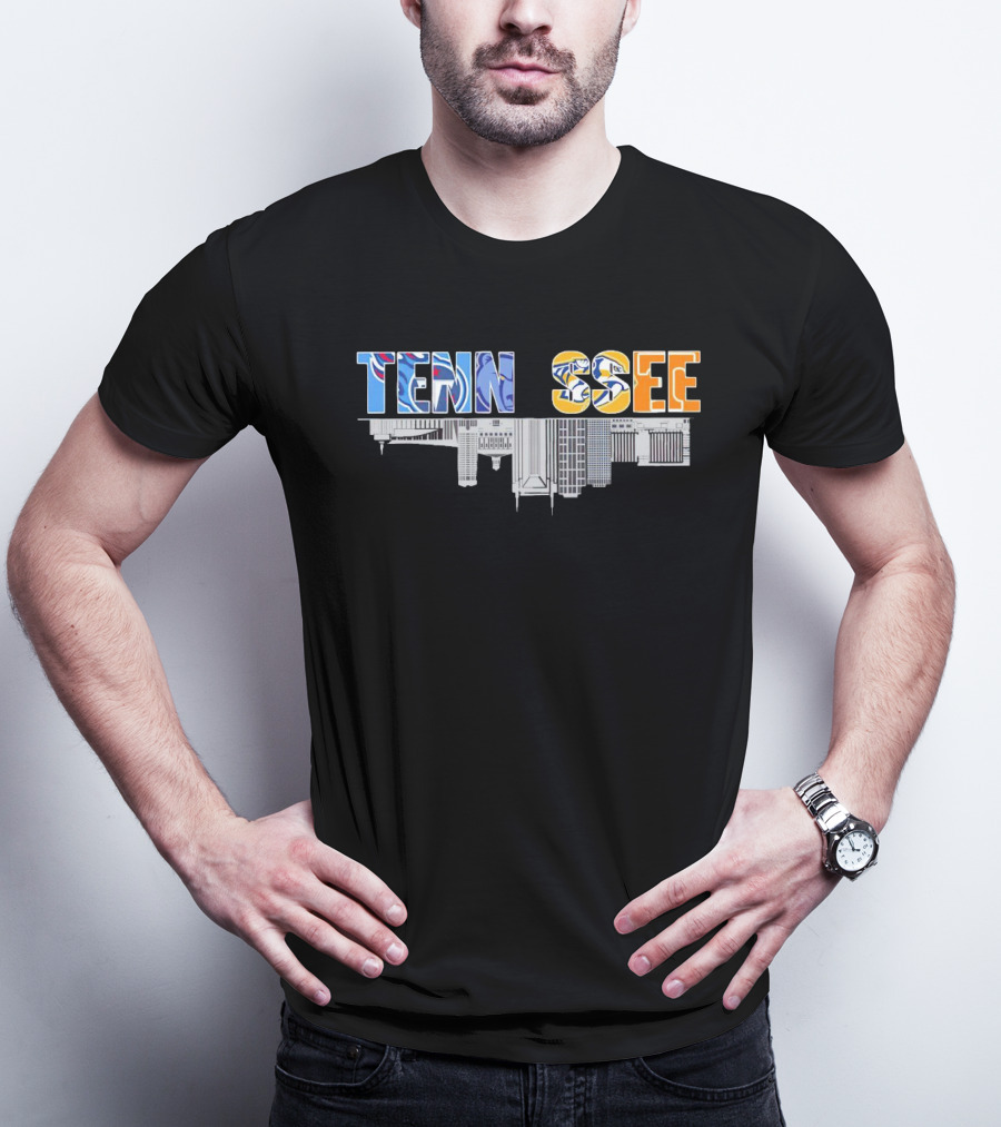 Tennessee Upside City With Team Colors And Skyline T-Shirt