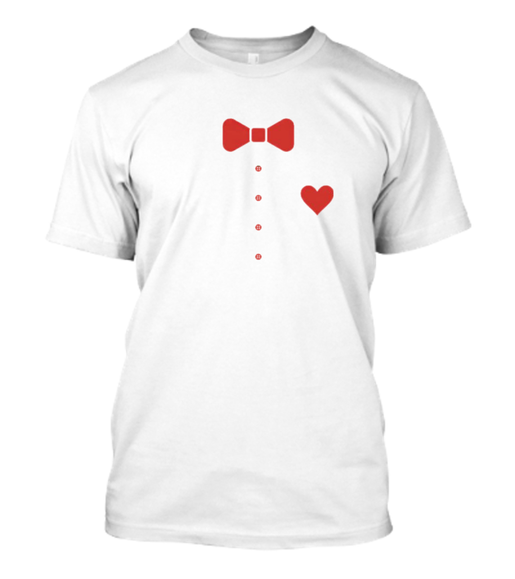 Pee Wee Bow Tie Red Heart Buttons T-Shirt