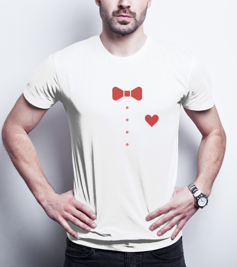 Pee Wee Bow Tie Red Heart Buttons T-Shirt