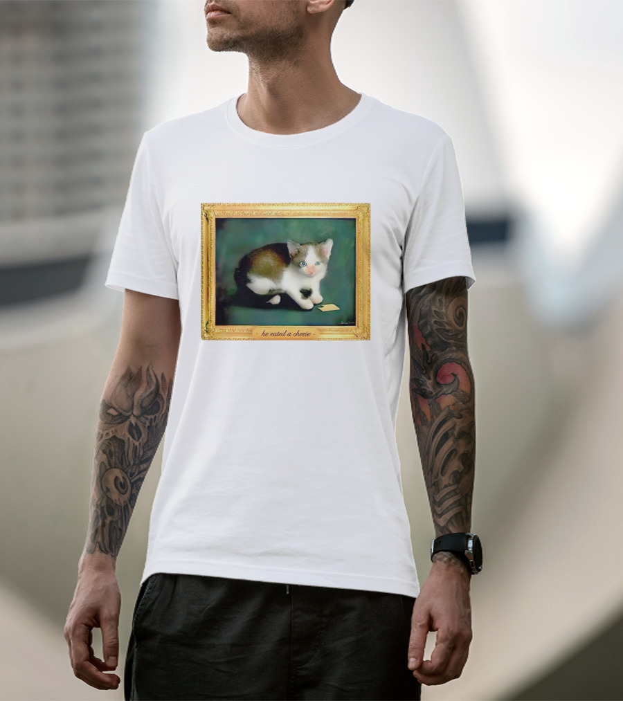 Cat He Eated A Cheese Framed T-Shirt