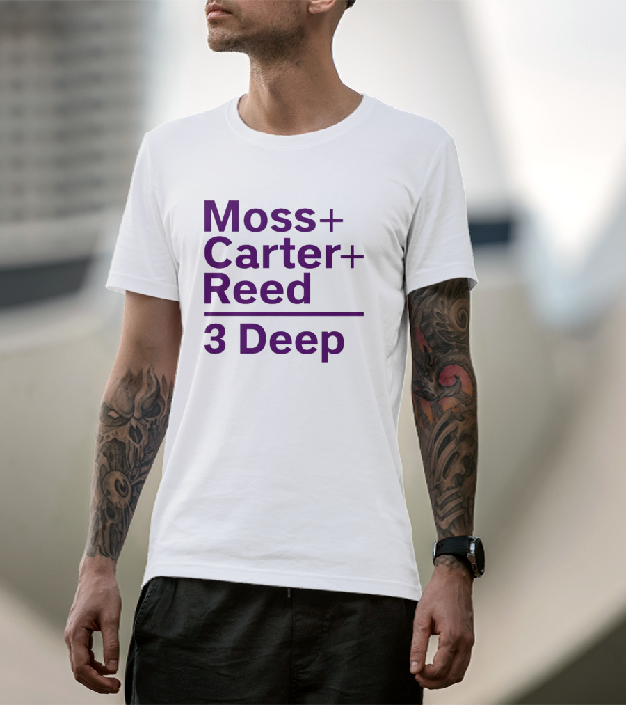 Moss Carter Reed 3 Deep Purple Text T-Shirt