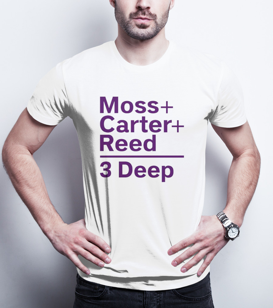 Moss Carter Reed 3 Deep Purple Text T-Shirt