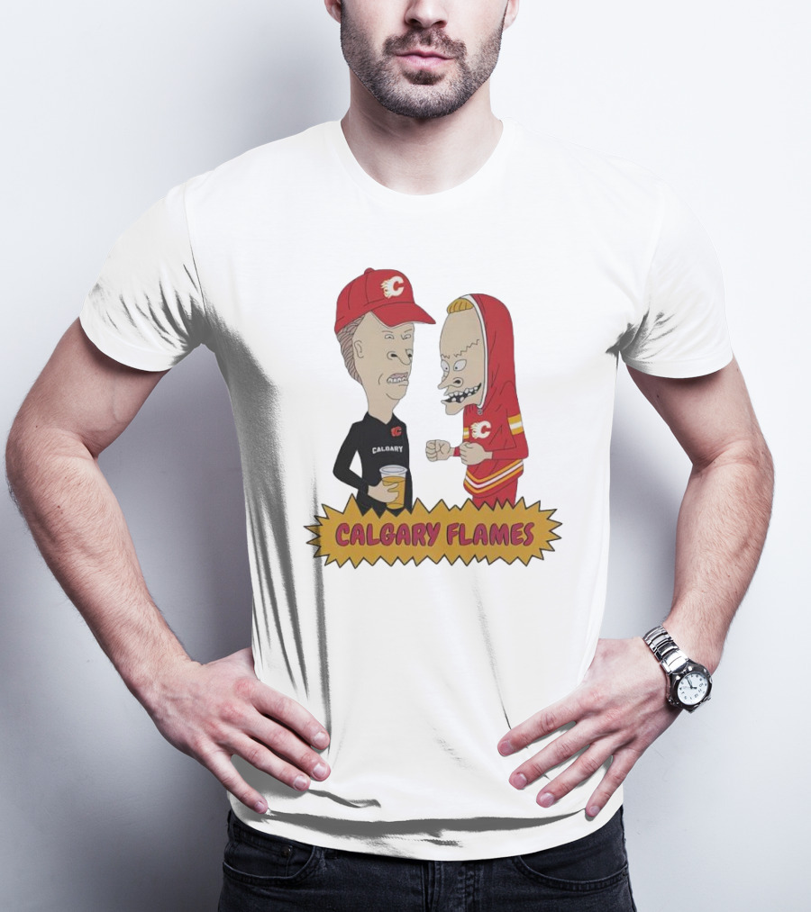 Beavis And Butt-Head Calgary Flames Hockey Fan Characters T-Shirt