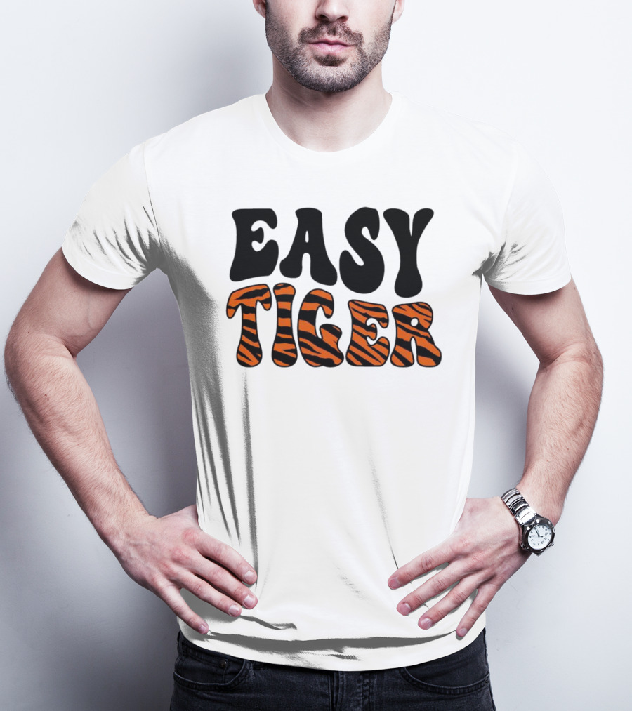Cincinnati Bengals Easy Tiger Tiger-Striped Text T-Shirt