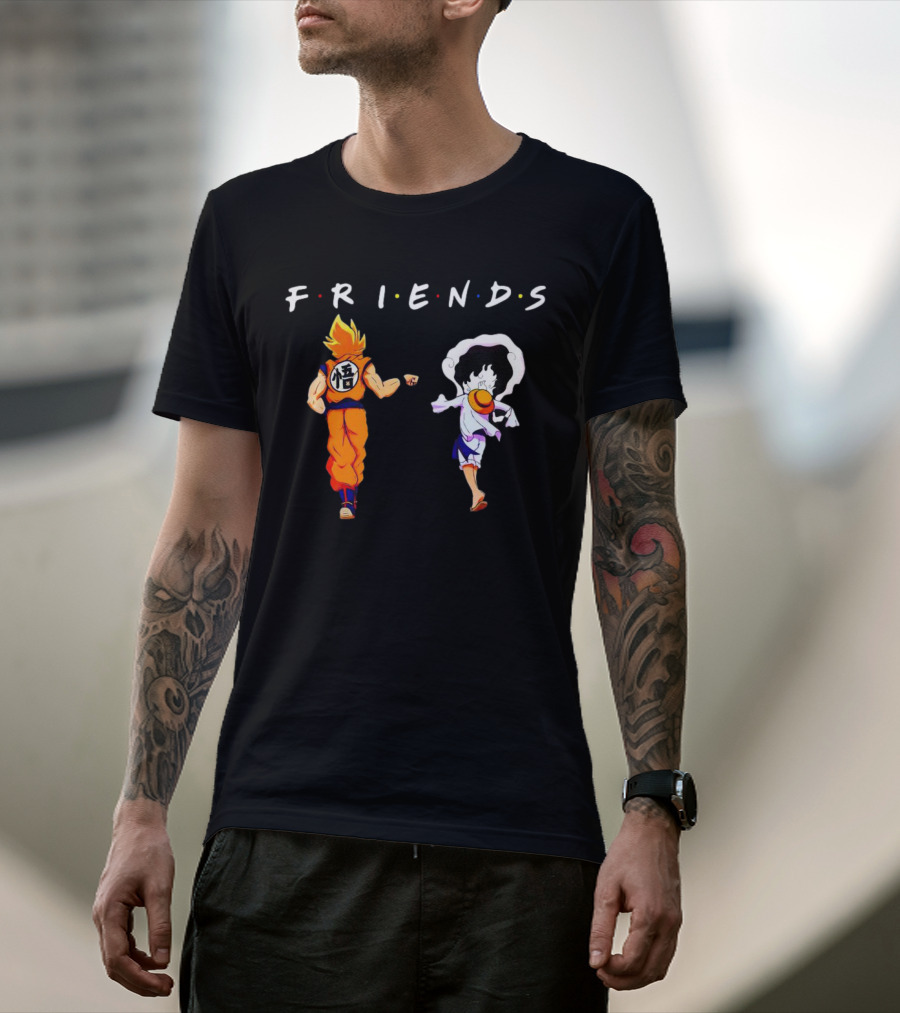Son Goku And Luffy Friends Walking Together T-Shirt