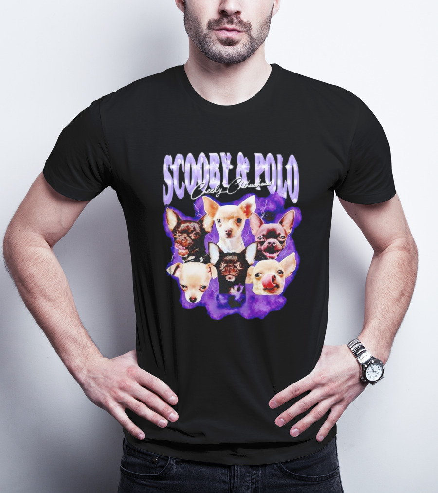 Scooby And Polo Cheeky Chihuahuas Purple Background T-Shirt