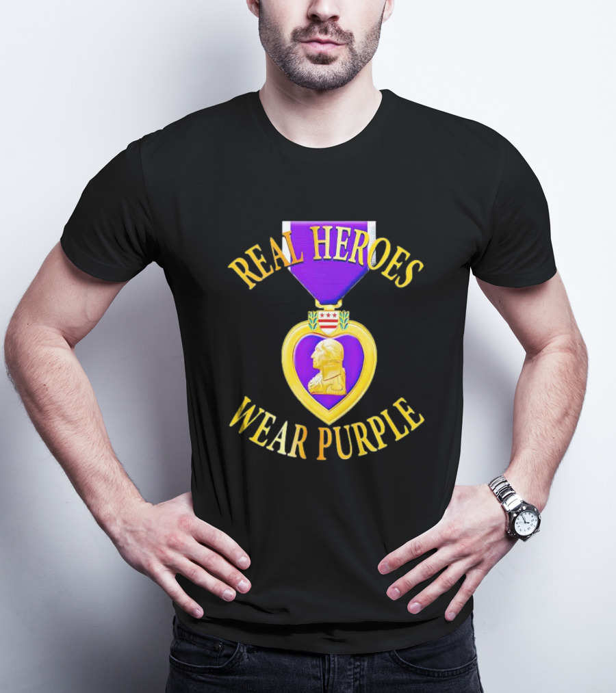 Real Heroes Wear Purple Heart Day T-Shirt