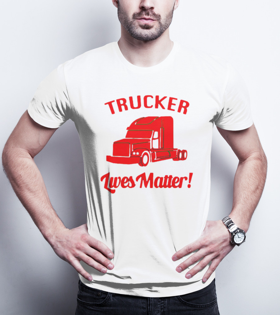 Trucker Lives Matter Bold Red Semi-Truck T-Shirt