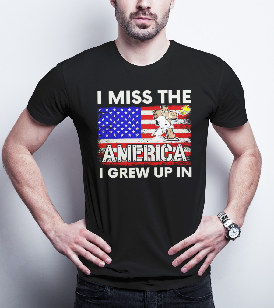 I Miss The America I Grew Up In Snoopy US Flag T-Shirt