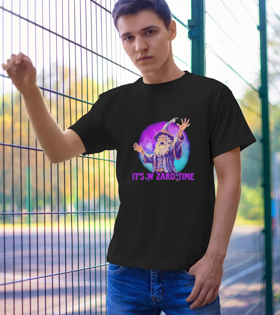 It's Wizard Time Magical Purple Space Wizard T-Shirt
