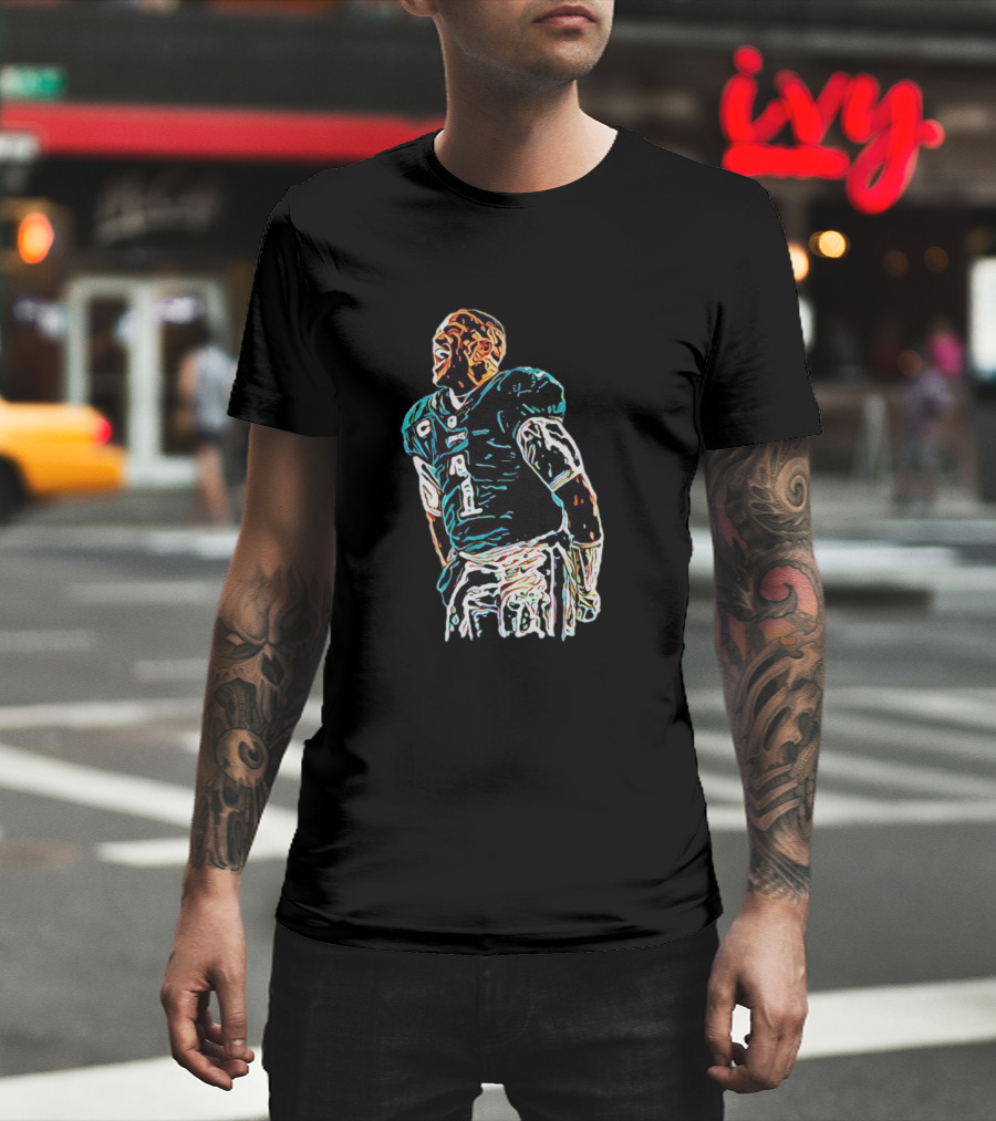 Jalen Hurts Philadelphia Football Star Dynamic Pose T-Shirt