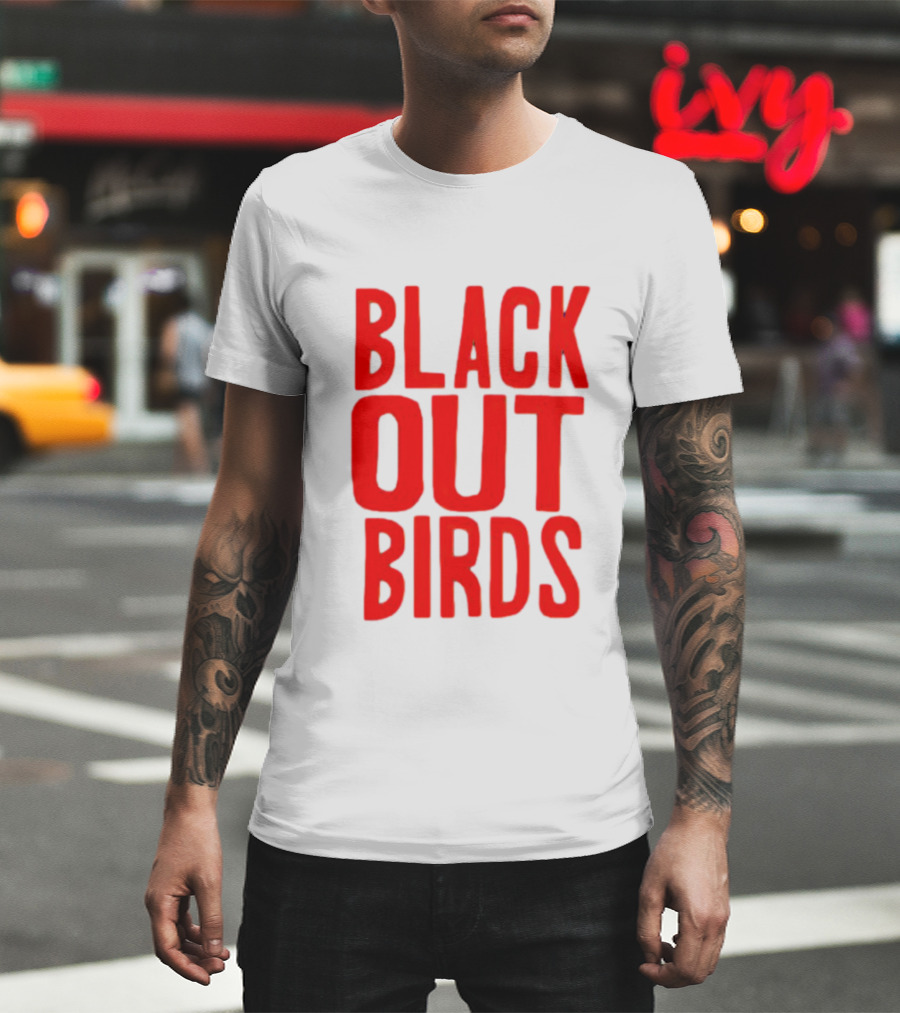 Louisville Black Out Birds Bold Red Text T-Shirt