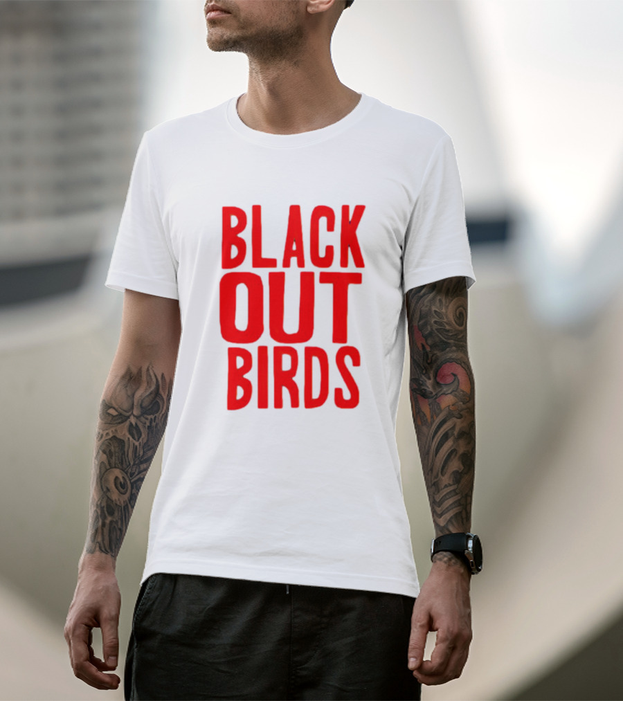 Louisville Black Out Birds Bold Red Text T-Shirt
