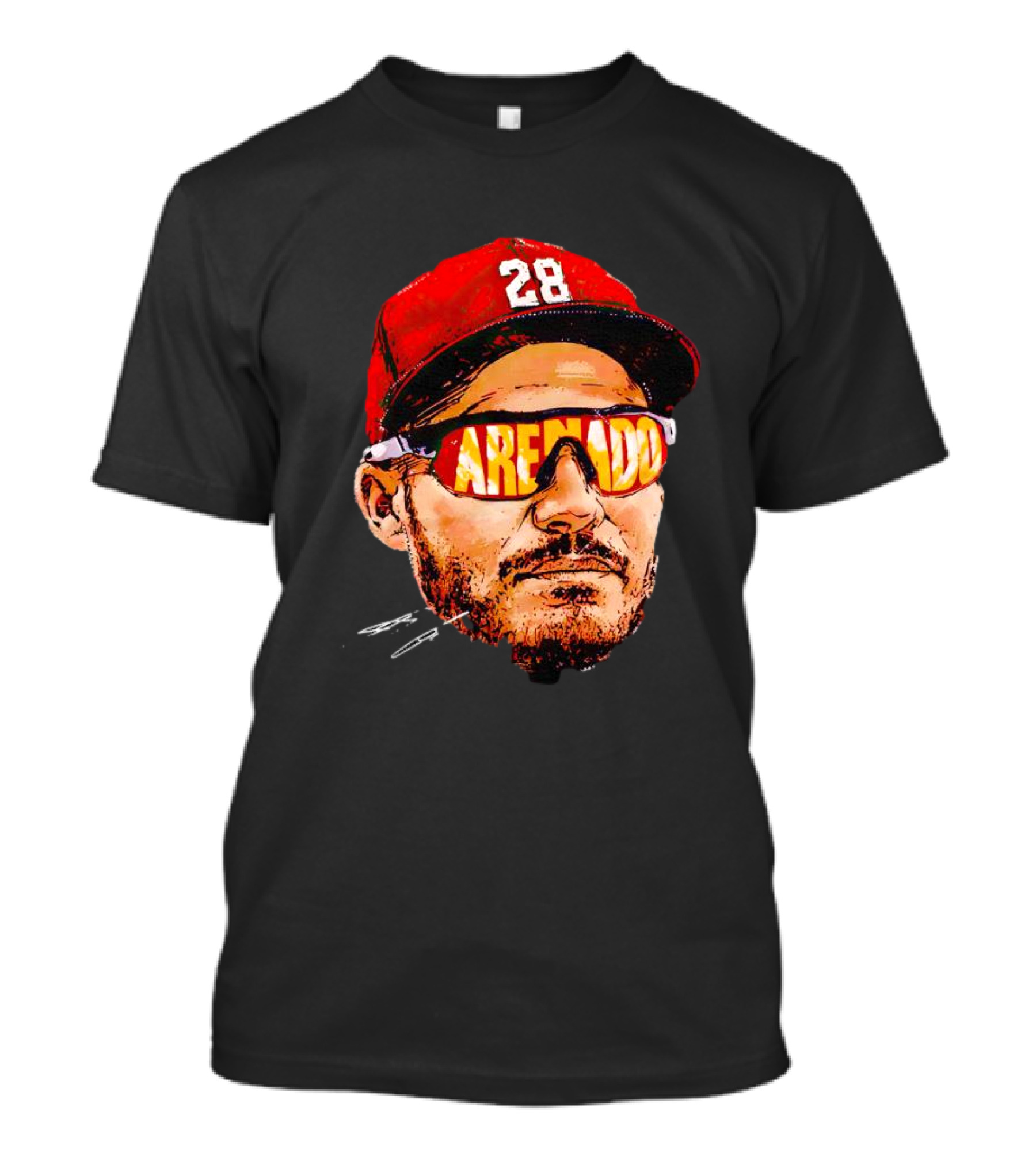 Nolan Arenado St. Louis Cardinals Number 28 Sunglasses Signature T-Shirt