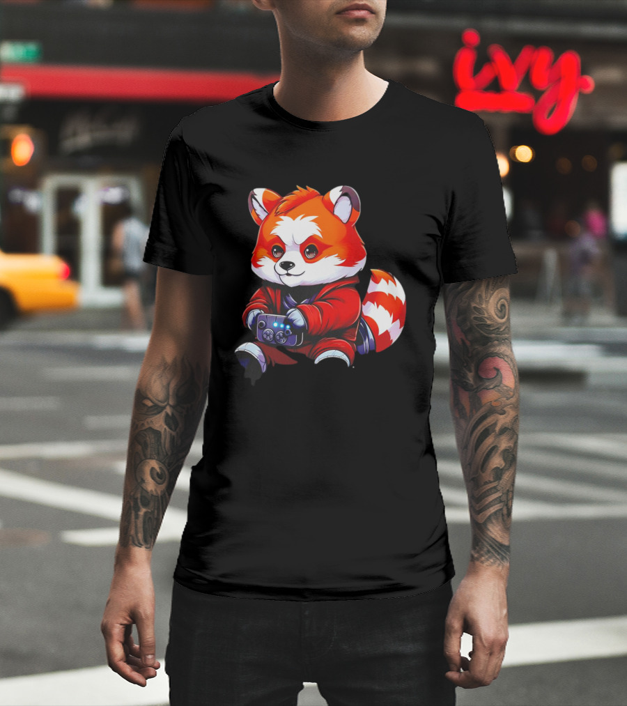 Gaming Red Panda Playing Video Games T-Shirt