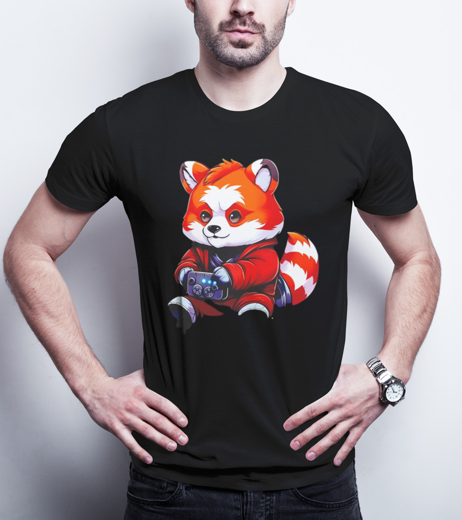 Gaming Red Panda Playing Video Games T-Shirt