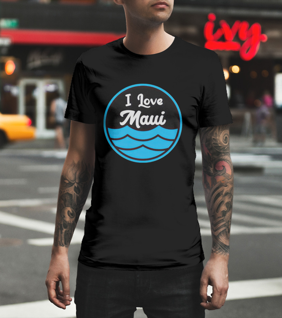 I Love Maui Waves Circular T-Shirt