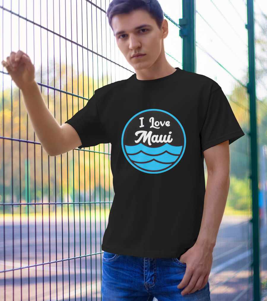 I Love Maui Waves Circular T-Shirt