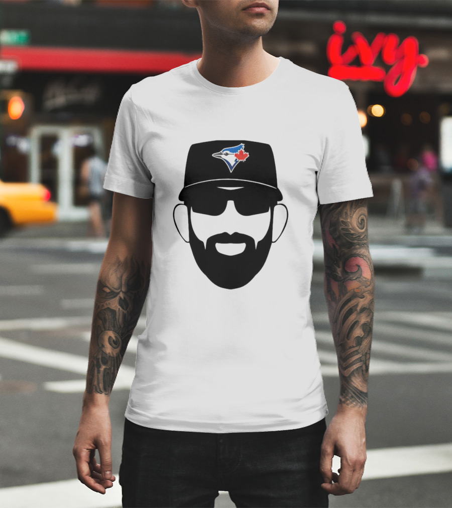 Toronto Blue Jays Jose Bautista Honda Level Of Excellent Blue Jay Logo Hat And Beard T-Shirt