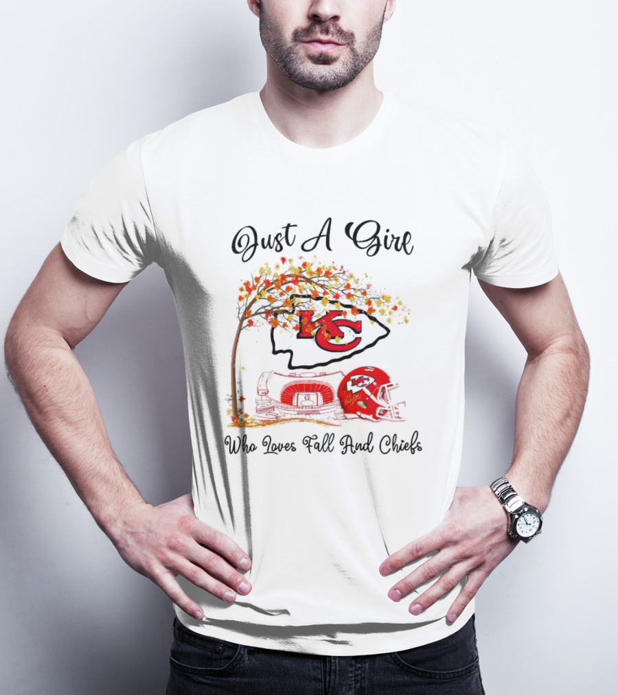 Just A Girl Who Loves Fall And Kansas City Chiefs Football T-Shirt