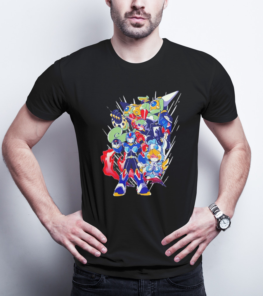 Mega Man New Armor X Characters And Robot Ensemble T-Shirt
