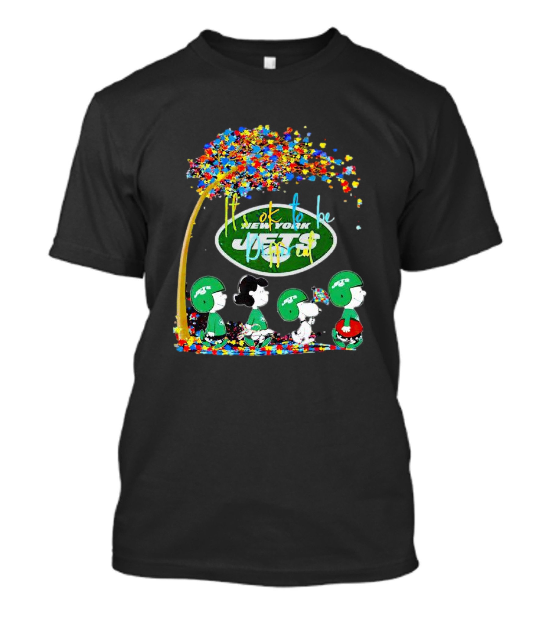 New York Jets Peanuts Characters Autism It's Ok To Be Different Fall T-Shirt