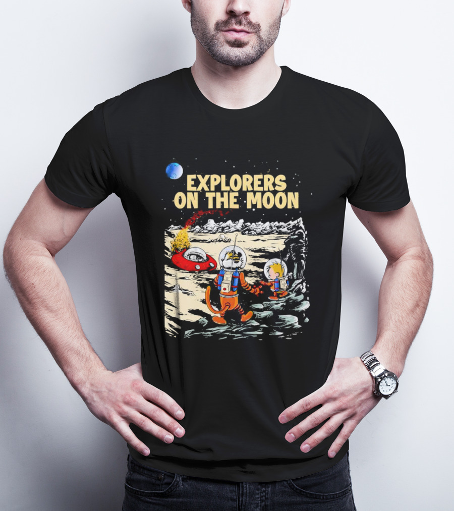 Explorers On The Moon Calvin And Hobbes Lunar Adventure T-Shirt