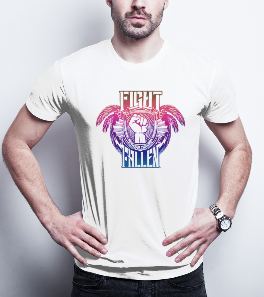 Fight For The Fallen AEW Fist Emblem With Feathers T-Shirt