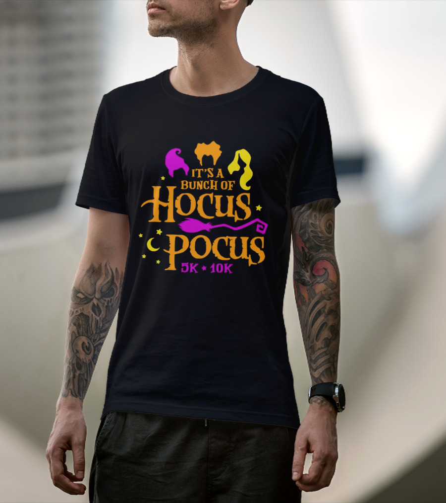 It's A Bunch Of Hocus Pocus 5k 10k Halloween Icons With Witch T-Shirt