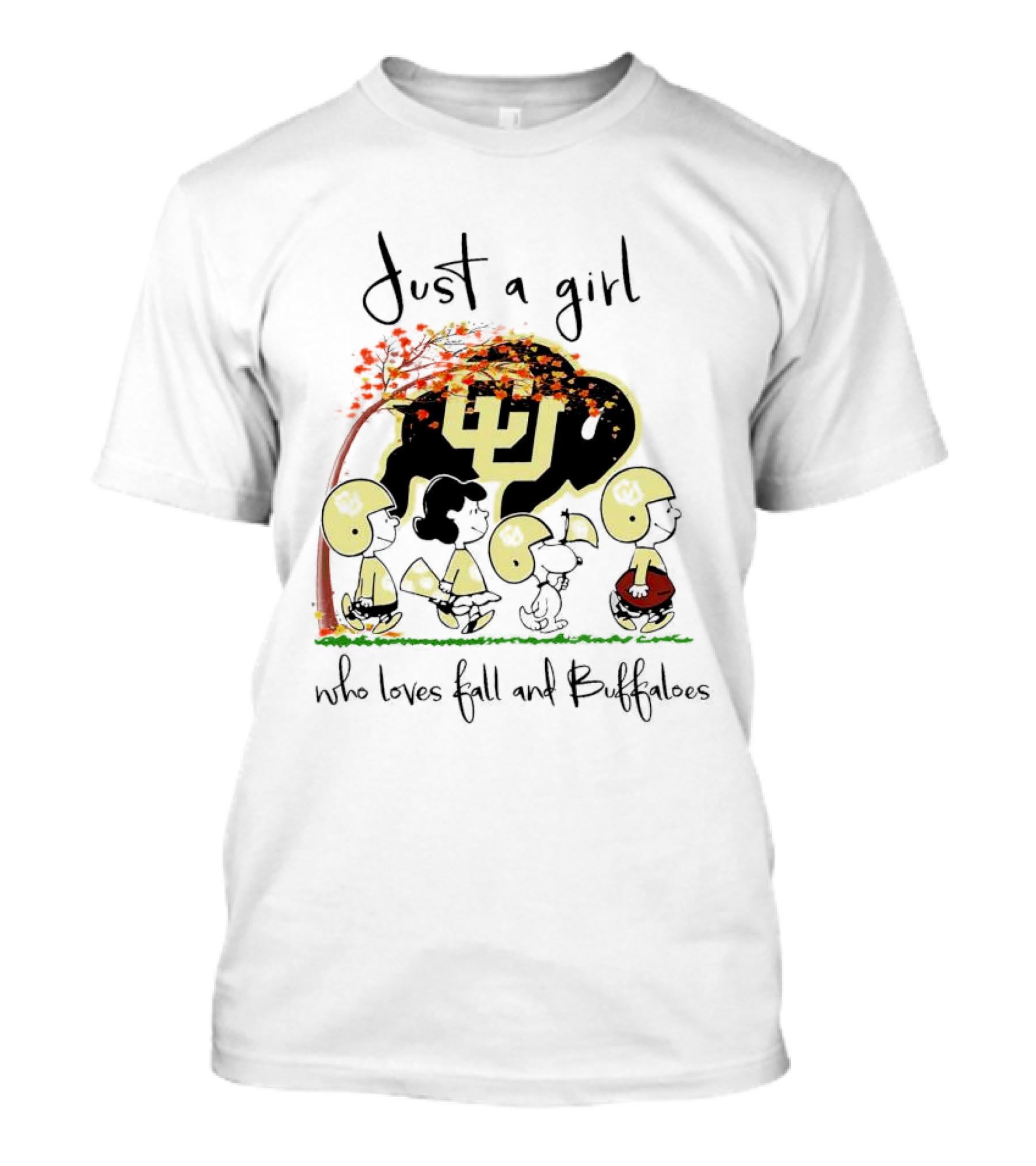 Just A Girl Who Loves Fall And Buffaloes Peanuts Characters Football T-Shirt