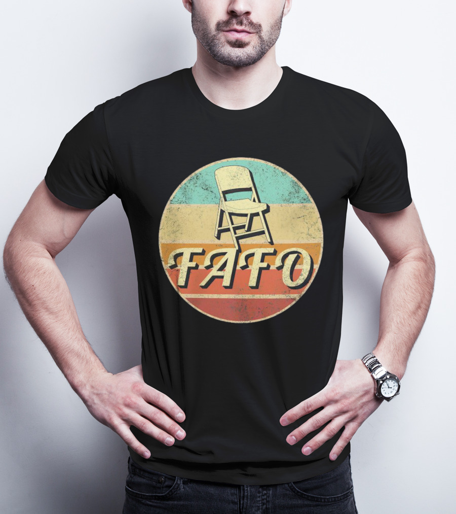 FAFO Folding Chair Retro Vintage Circle Stripe T-Shirt