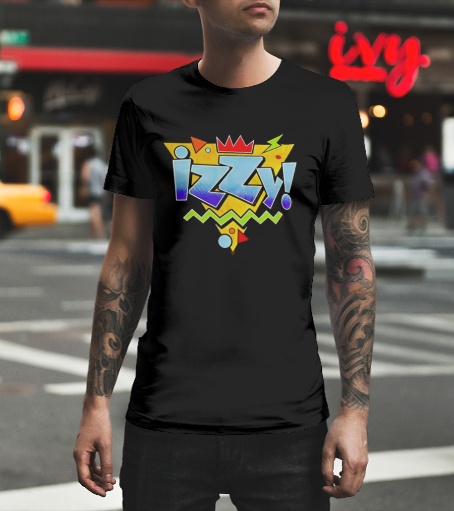 Izzy 90s Retro Triangles Zigzag Crown Bright Colors T-Shirt