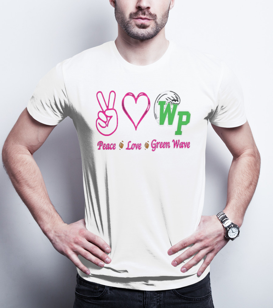 Peace Love Football WP Green Wave T-Shirt