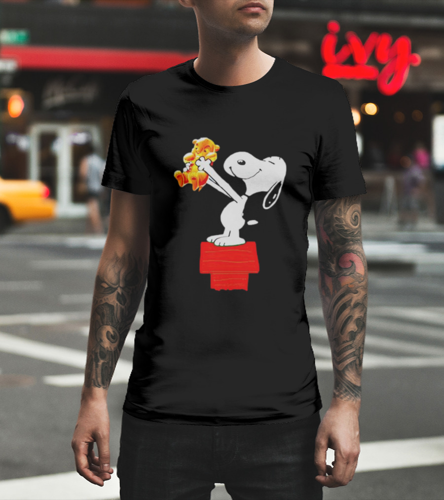 Snoopy Holding Simba From Lion King Scene T-Shirt