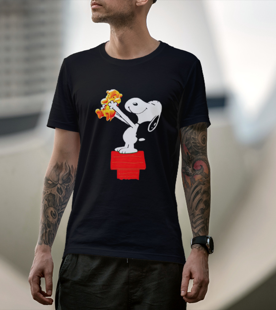 Snoopy Holding Simba From Lion King Scene T-Shirt