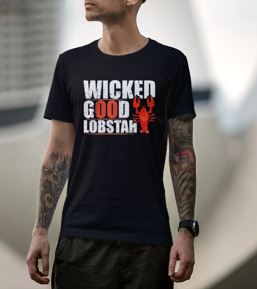 Wicked Good Lobstah Lobster Maine New England Phrase T-Shirt